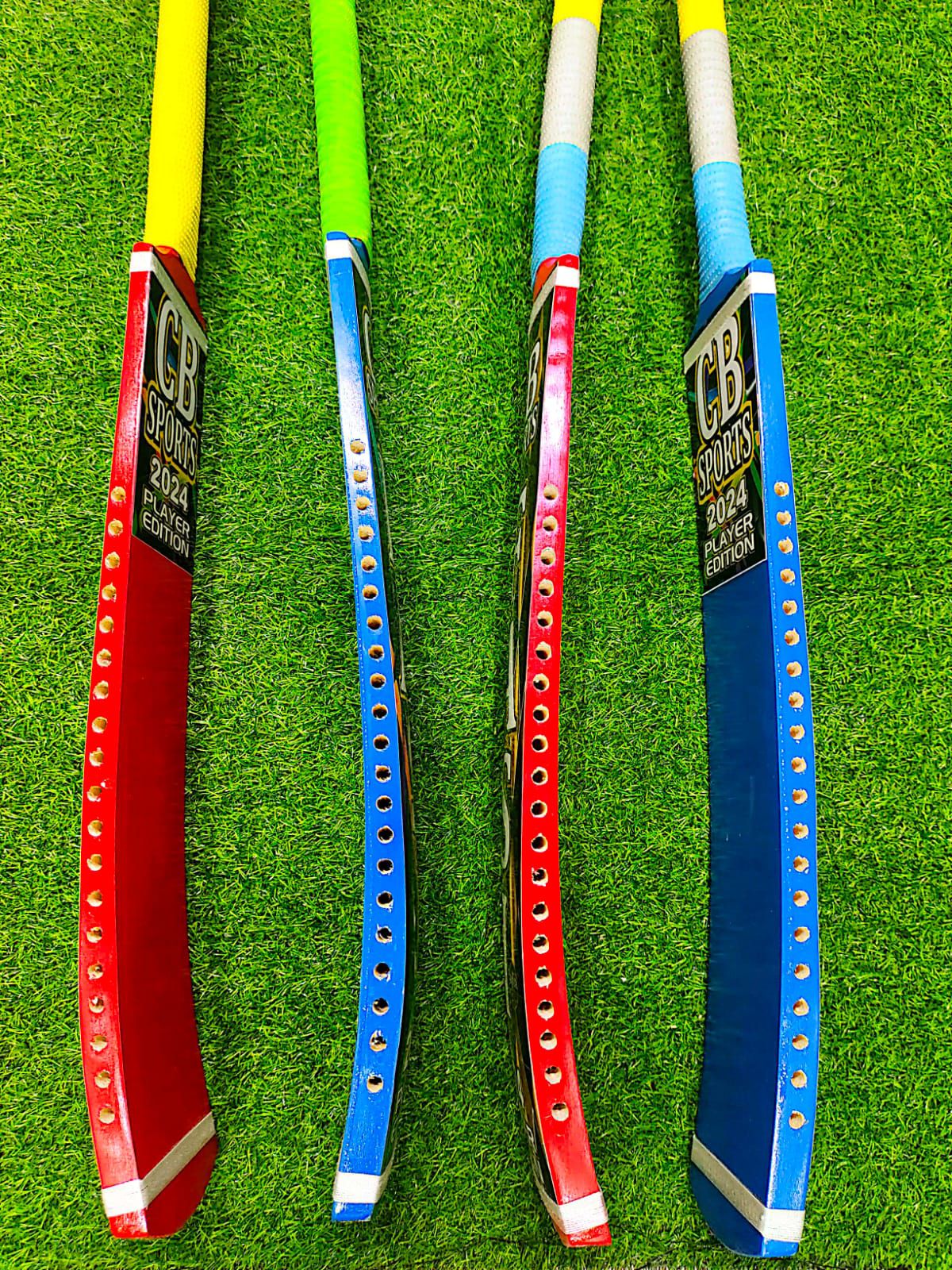 CB sports tape ball cricket bat 2024 player edition bat with half cane ...