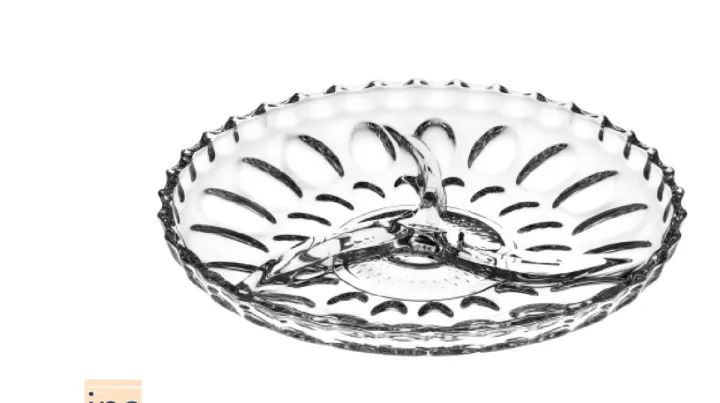 Divided Serving Plate (3 Partitions),Glass Serving Tray with Partitions ...