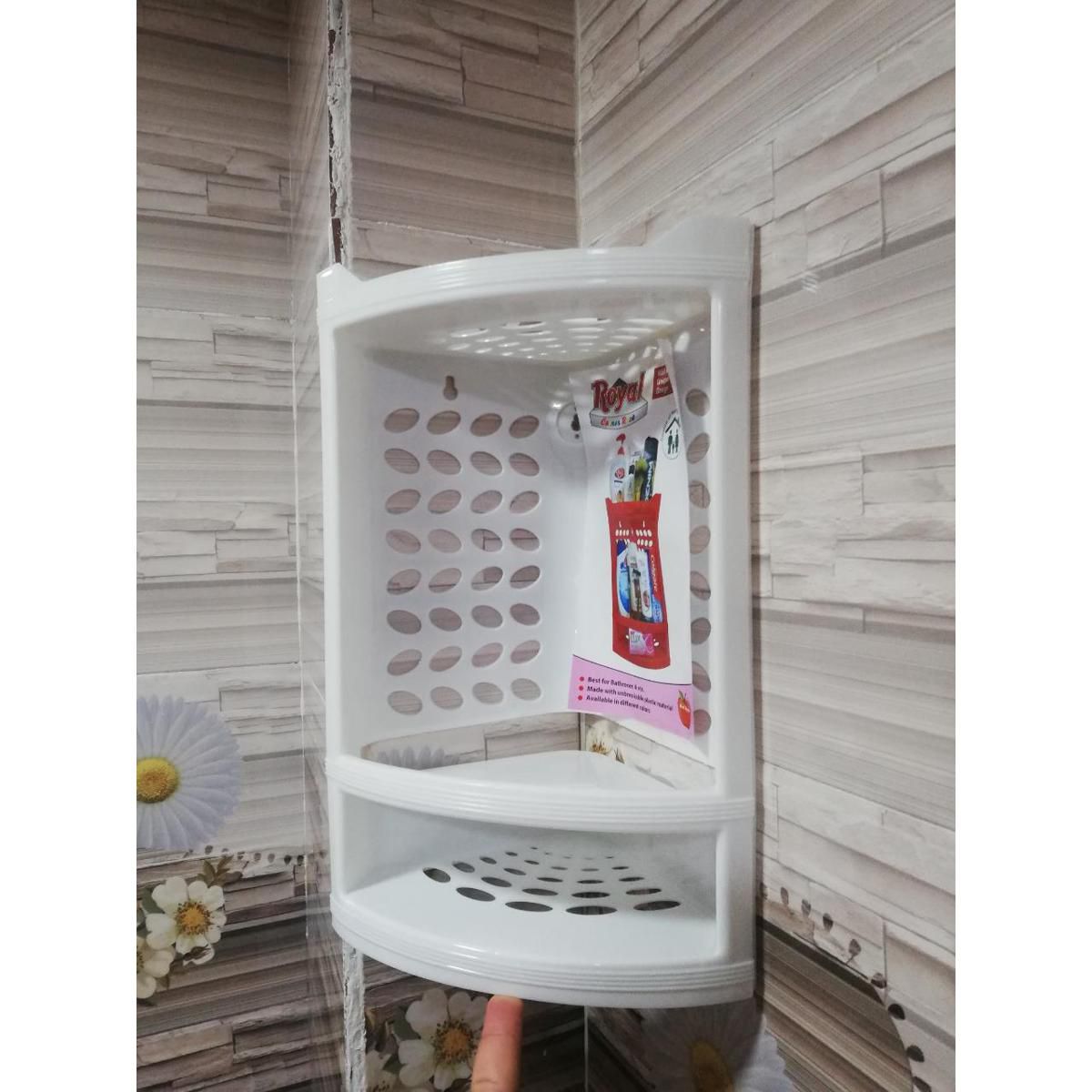 Plastic Bathroom Corner Shelf, Wall Mounted, 3 Shelves | Daraz.pk