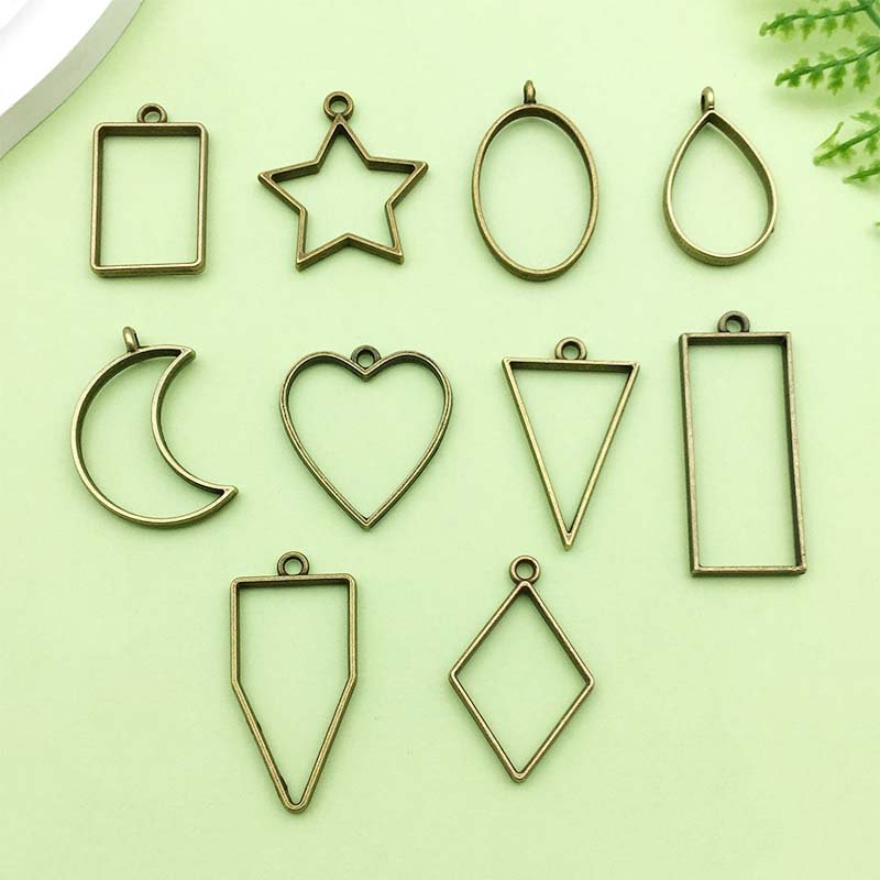 10/30pcs Open Frame Geometric Hollow Charms, UV Epoxy Resin Craft ...