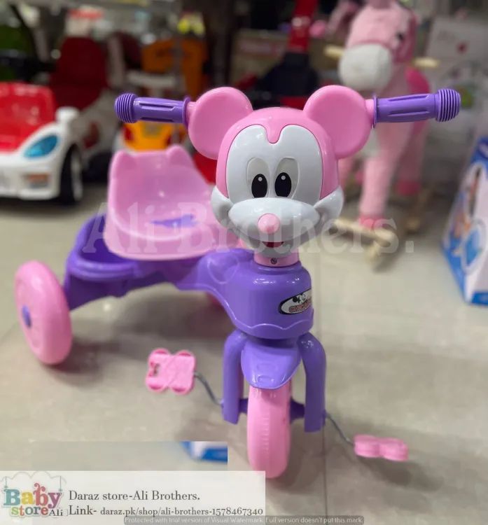 Mickey Mouse Kids Tricycle With Front Lights, Music , Back Baske | Daraz.pk