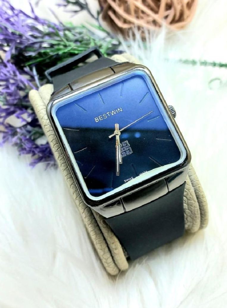 Watch for Men Brown Strap Square watch case shape for Men Slim Steel ...