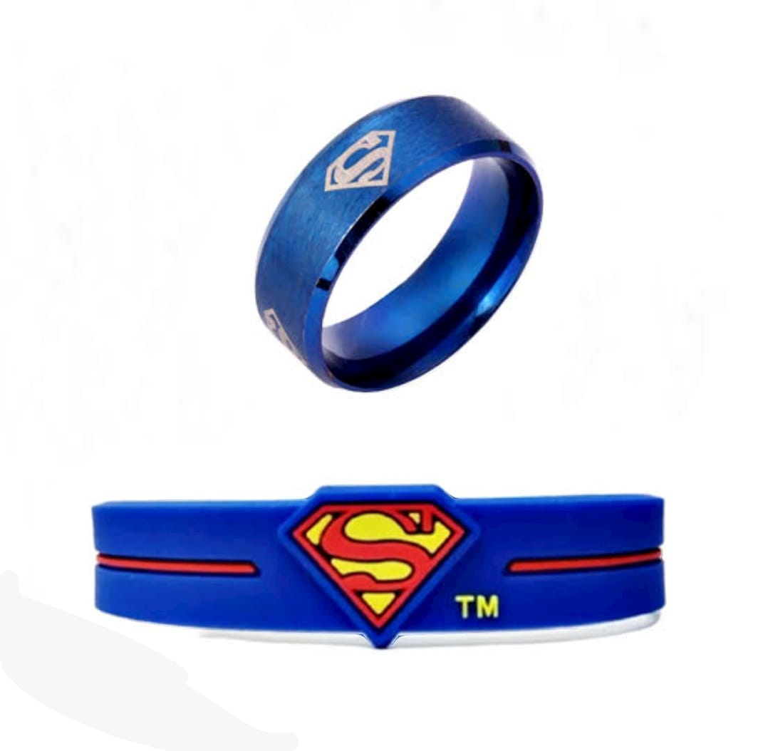Pack Of 2 /Men's Fashion 100% Original Silicon Rubber Supermen Logo ...