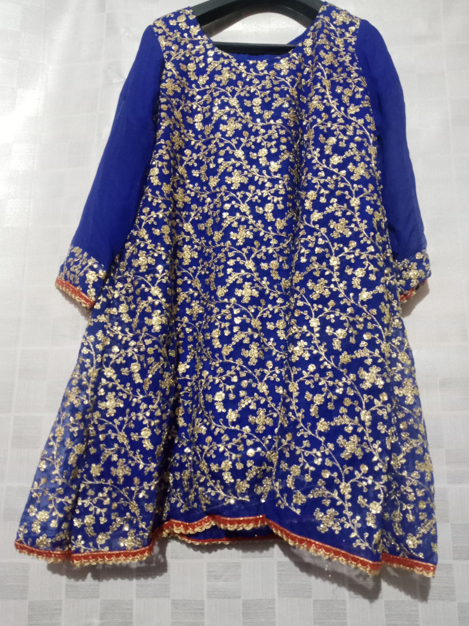 sheffon embrioded blue top for girls snd women free size | Daraz.pk