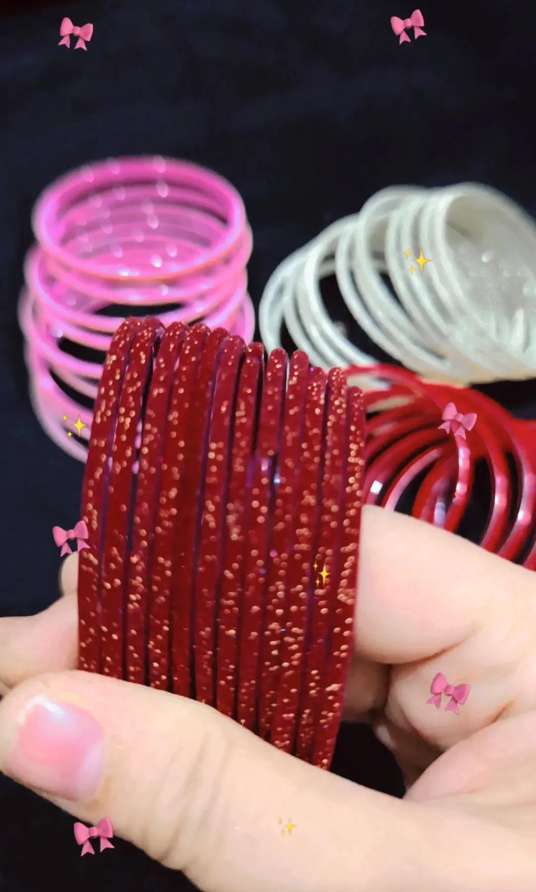 48 pieces/4 dozen velvet glass bangles ,4 beautiful small hair catcher ...