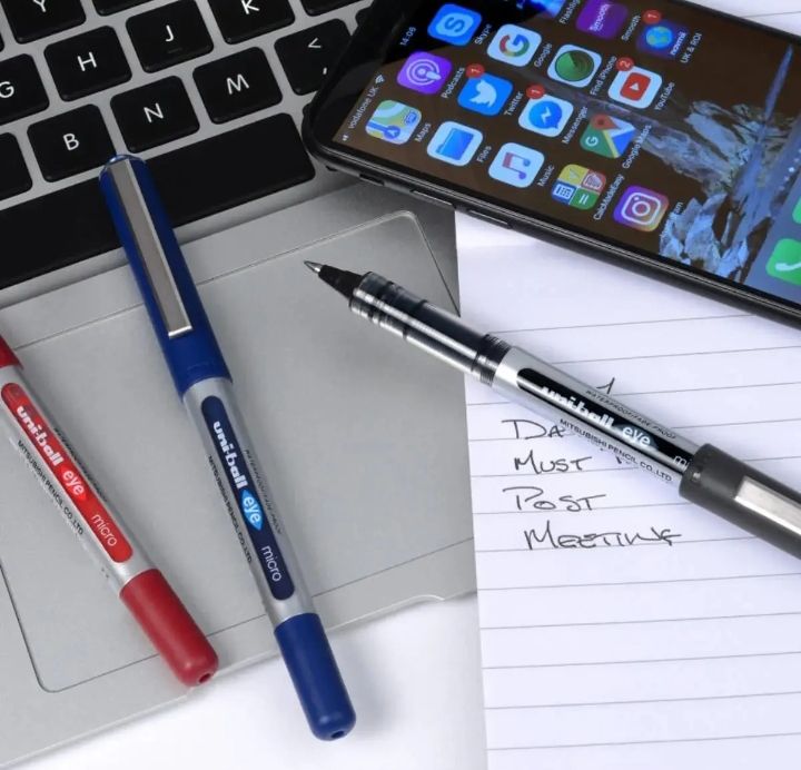 Uniball Eye Micro Gel Pen, UB 150 Gel Pen Blue & Black 0.5mm, 2 Pcs ...