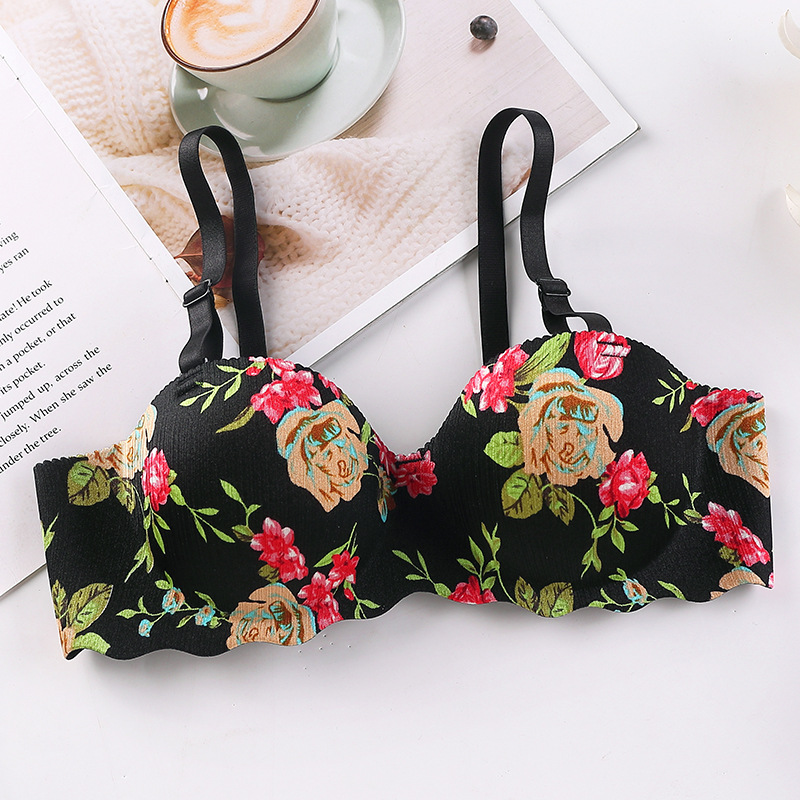 Rose Print Bras for Women One-piece Bra with Adjustable Shoulder Straps ...