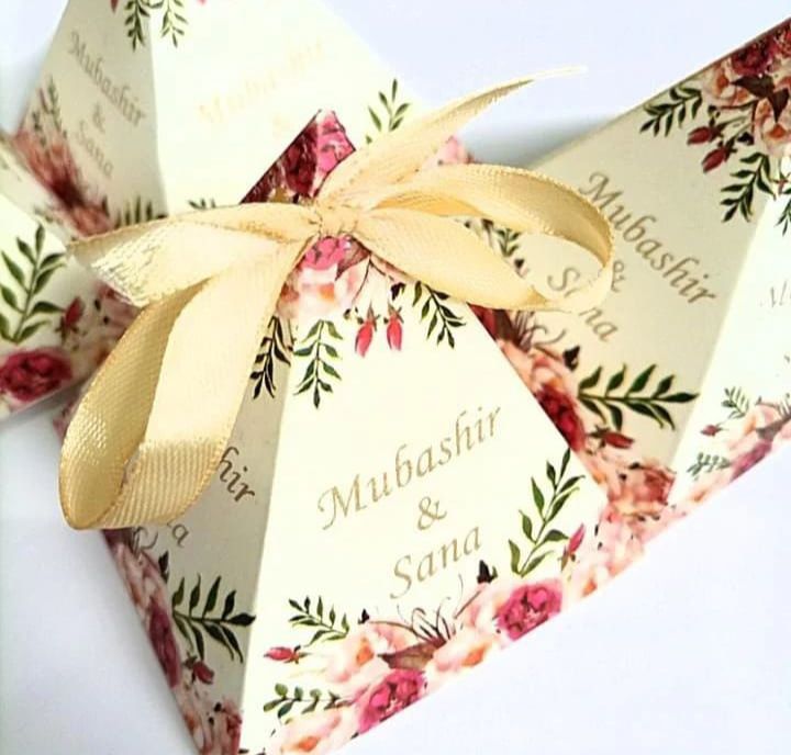 Triangle bid boxes for Nikkah | Customized 50 pcs pack | Daraz.pk