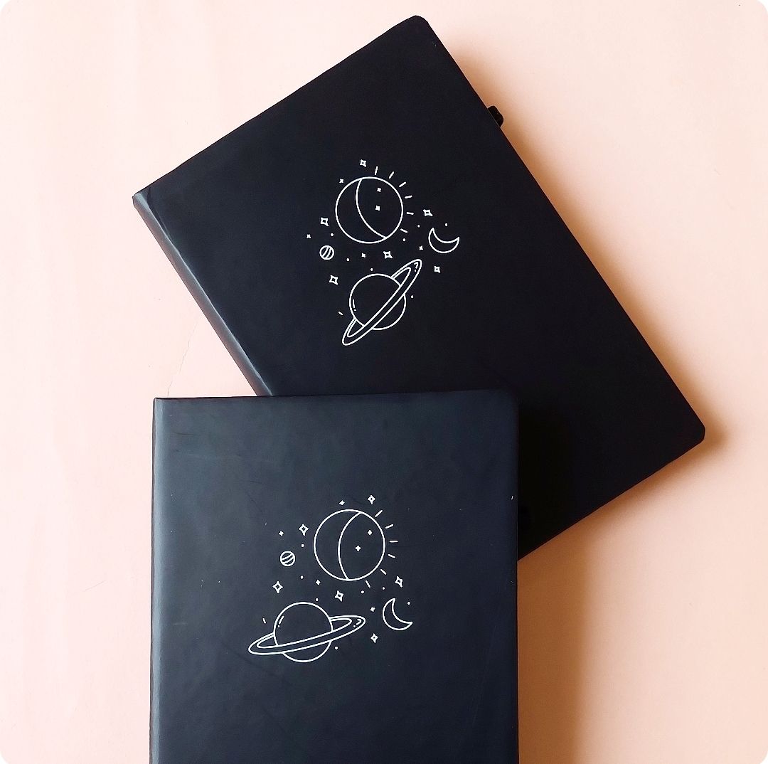 Space Doodle Minimalistic Black BuJo Notebook Dot grid Diary Dotted ...
