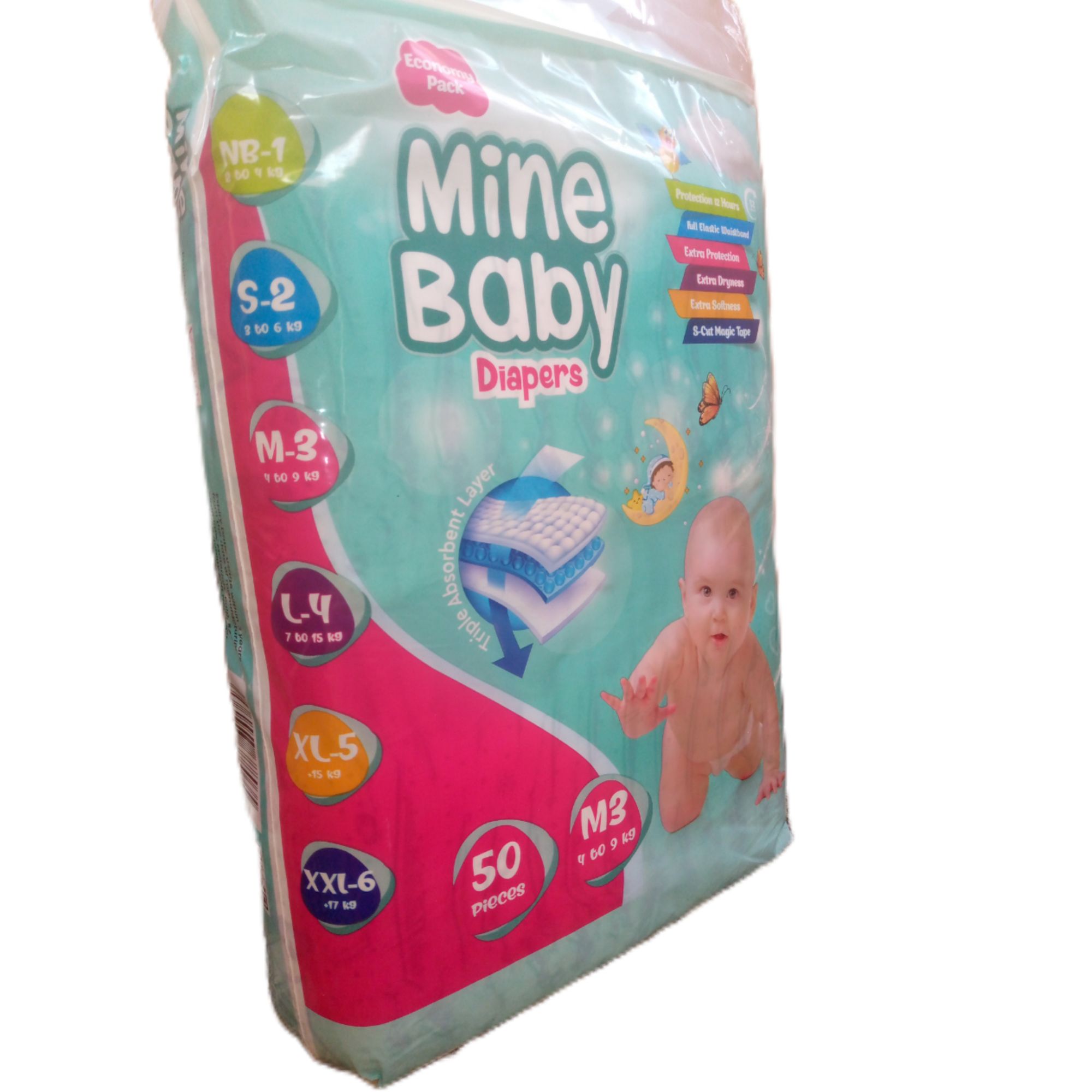 Mine Baby Diaper M-3, 50 pcs | Daraz.pk