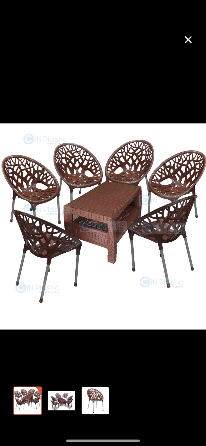 Pack of 4 Plastic Chairs with Double Shelf Table - Tree Chairs Garden ...