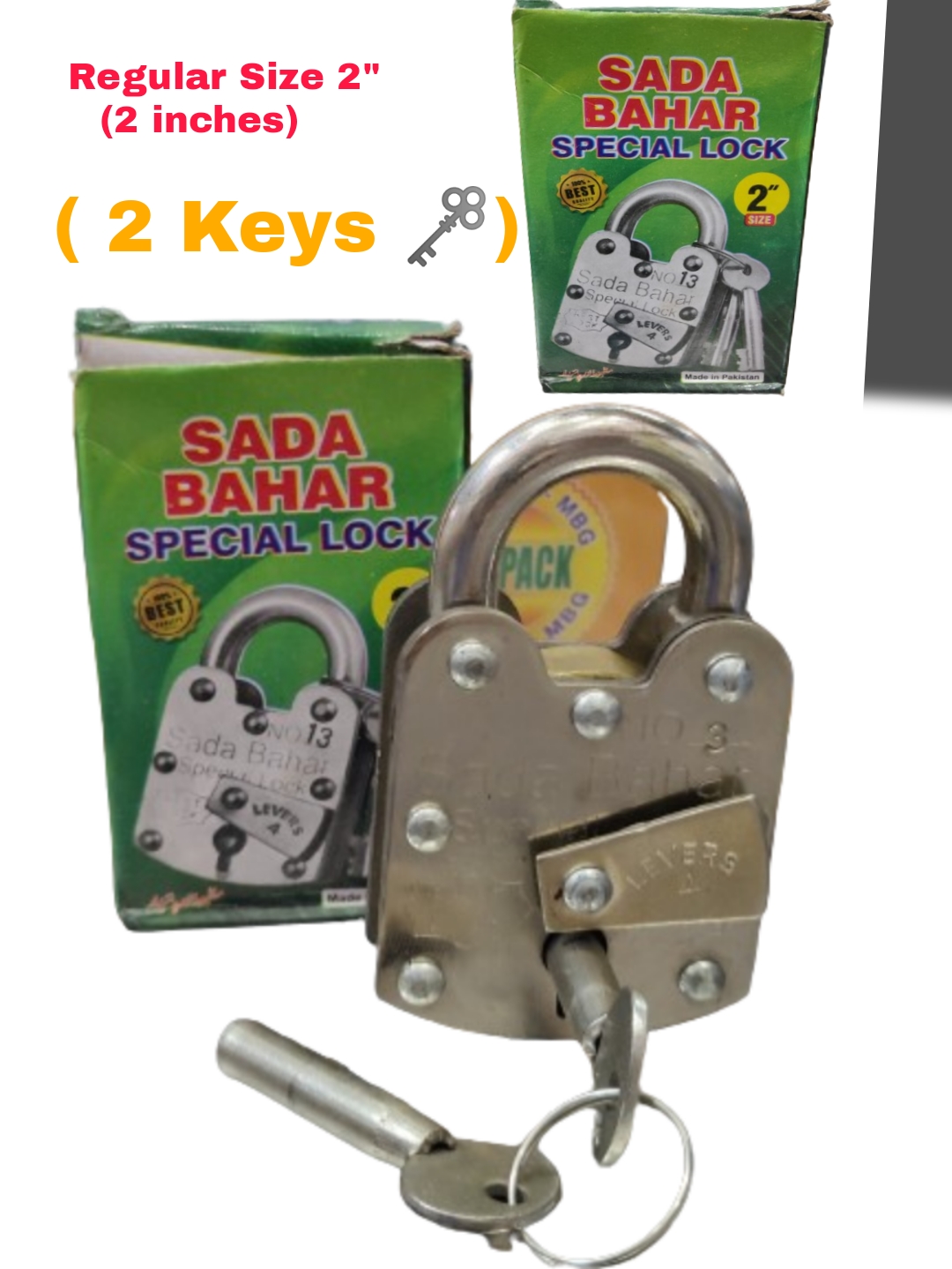 Pad Lock , Heavy Duty, Desi Lock 2", Pakistani Lock , With 2 Keys , 4 ...