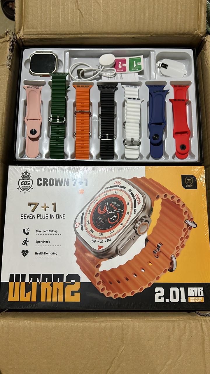 Crown 7 + 1 straps ultra 2 smart watch with cover and protector ...