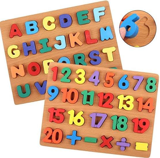 Wooden Alphabet | Puzzles & Numbers Count Board, Colorful ABC Uppercase ...