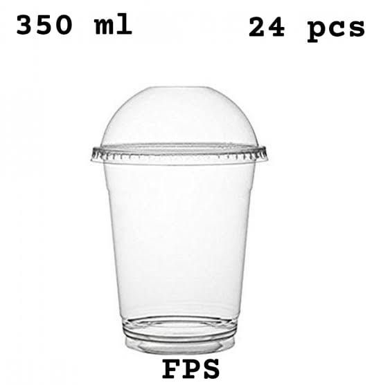 24 pcs | Disposable Glass with dome lid | 350 ml | Daraz.pk