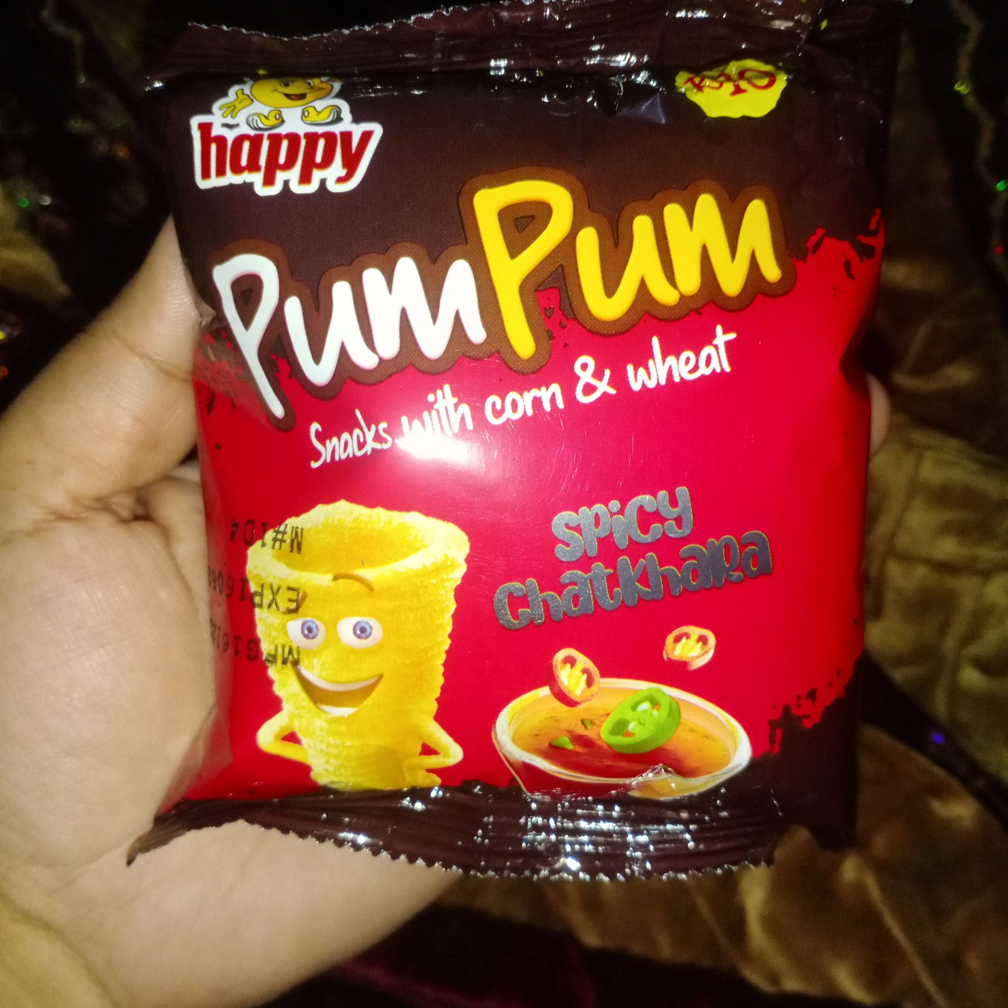 Pum pum hot and spicy chatkhara flavoured corn and wheat papar snacks ...