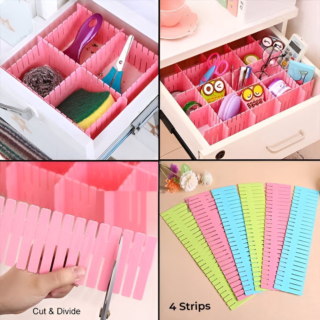 Pack of 4 Drawer Organizer Plastic Strips | Daraz.pk