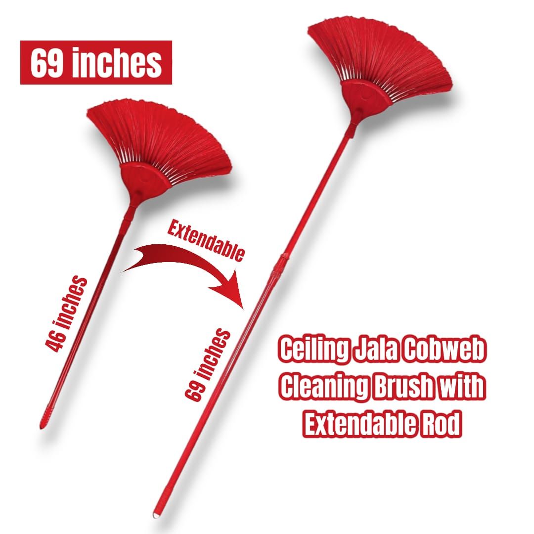 Ceiling Jala Cobweb Brush with 69 inches Long Extendable Rod, Best For ...