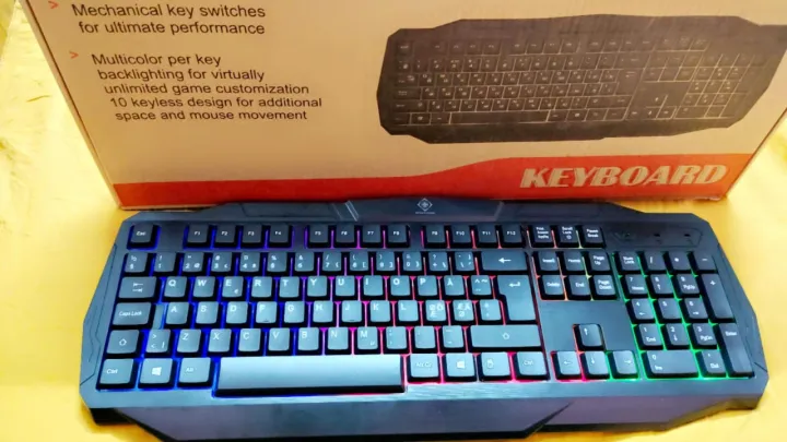 GAMING RGB WIRED KEYBOARD ERGONOMIC High Quality Soft Button Light ...