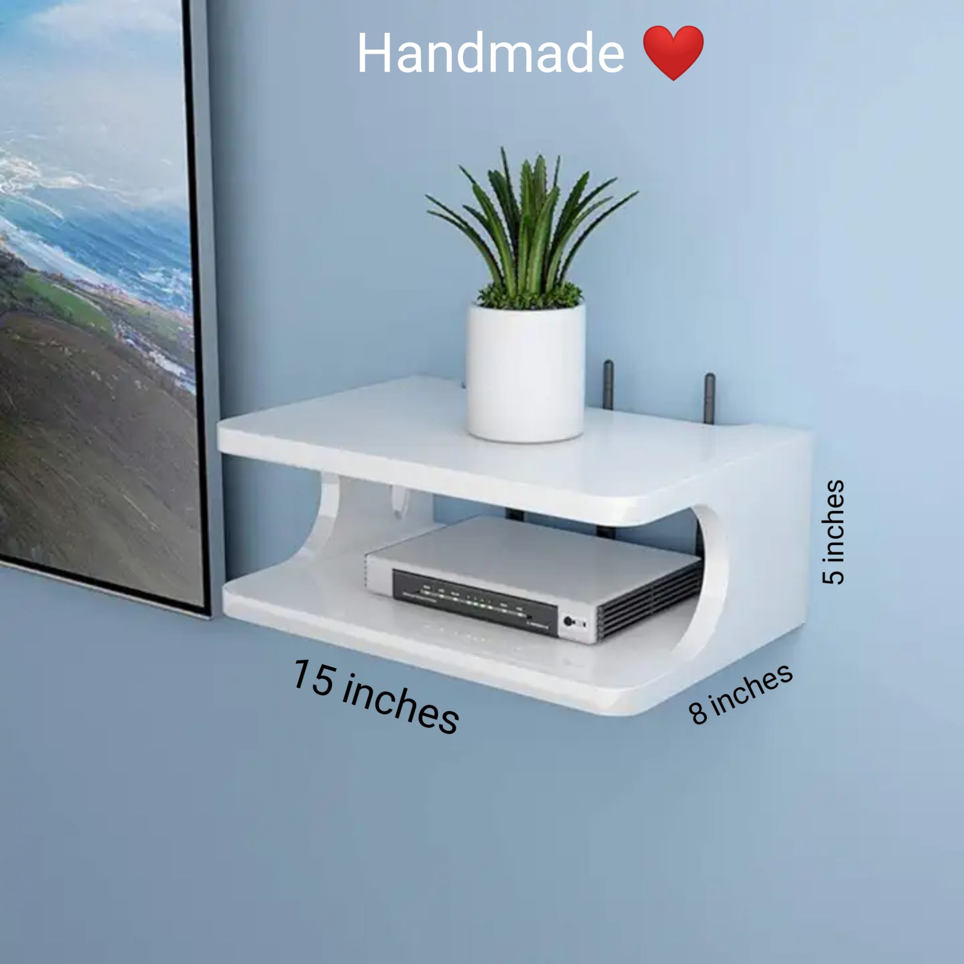 2 Layers Wall Mounted Shelf For Wifi Router, Phone, Decorative Items ...