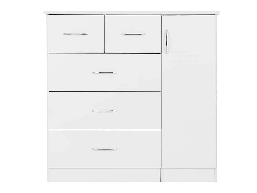 BM-MART White High Gloss 1 Door 5 Drawer Chest of Drawers | Daraz.pk