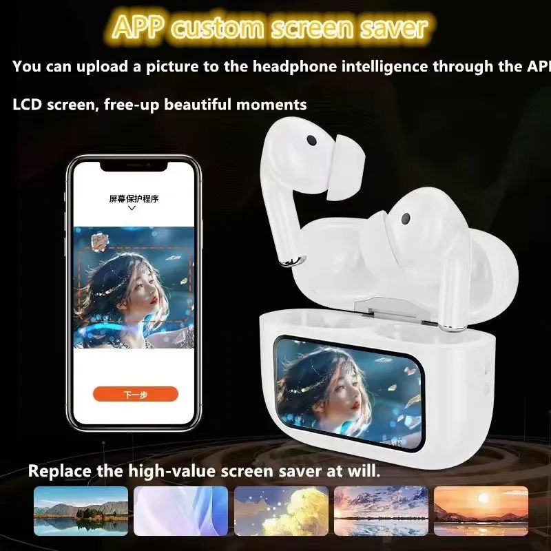 wireless earbuds Bluetooth airpods LCD full colour smart display Touch ...