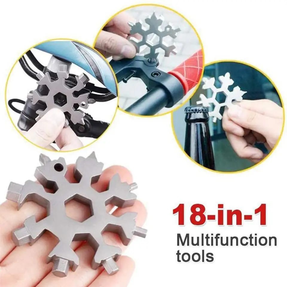 18 In1 Snowflake Spanner Keyring Hex Multifunction Outdoor Hike Wrench ...