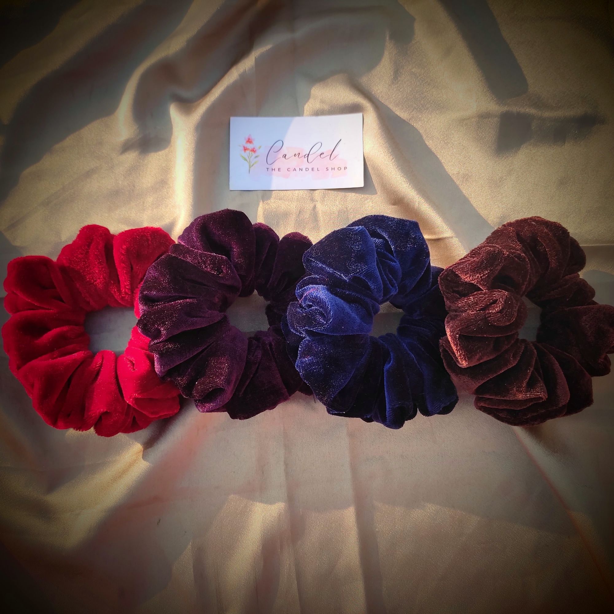 Pack of 4 big velvet scrunchies | Daraz.pk