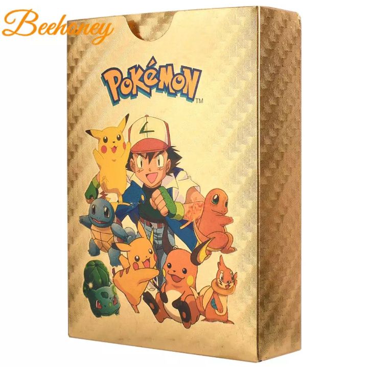 55pcs Gold Foil Anime Cartoon Pokemon English Version Tcg Cards For ...