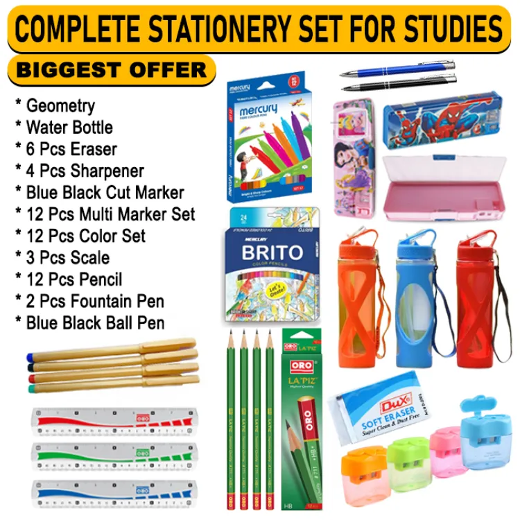 Complete stationery for studies boys and girls | Pencil / Eraser ...