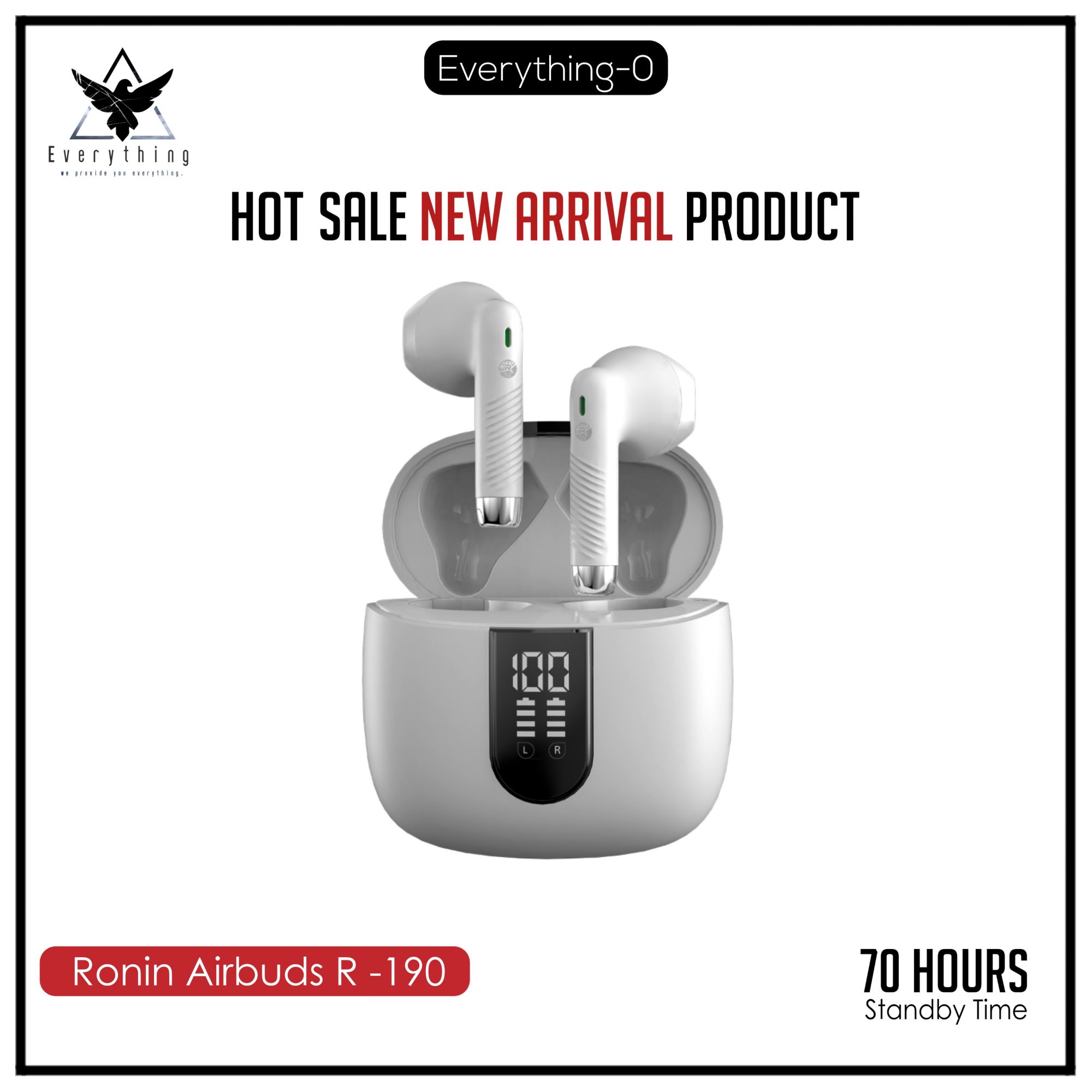 Ronin R-190 Earbuds Smart Design Half In Ear Comfort With Led Battery ...