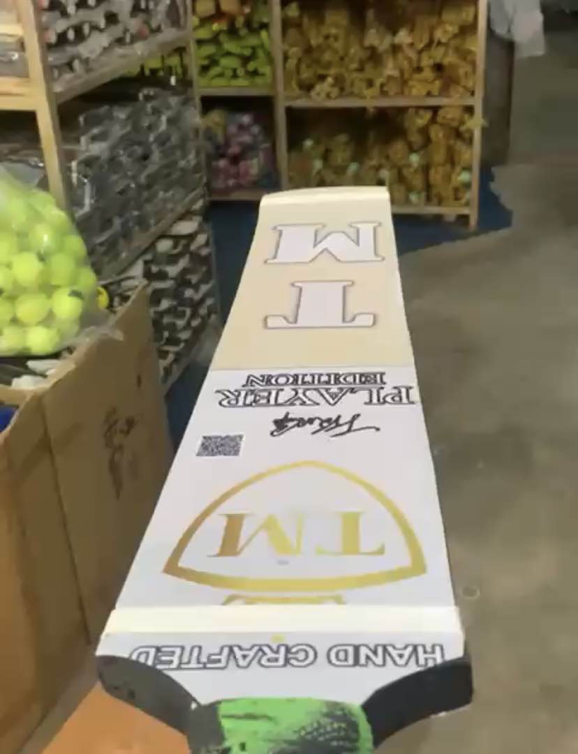 TM player addition bat hand crafted light weight in white colour soft ...