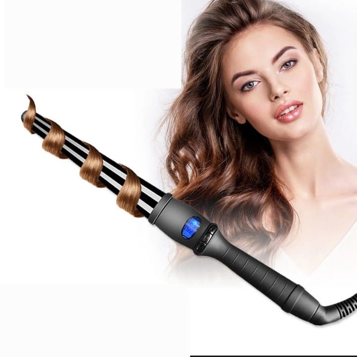LCD Screen Ceramic Spiral Hair Curling Iron Wand Machine Roller Beauty ...