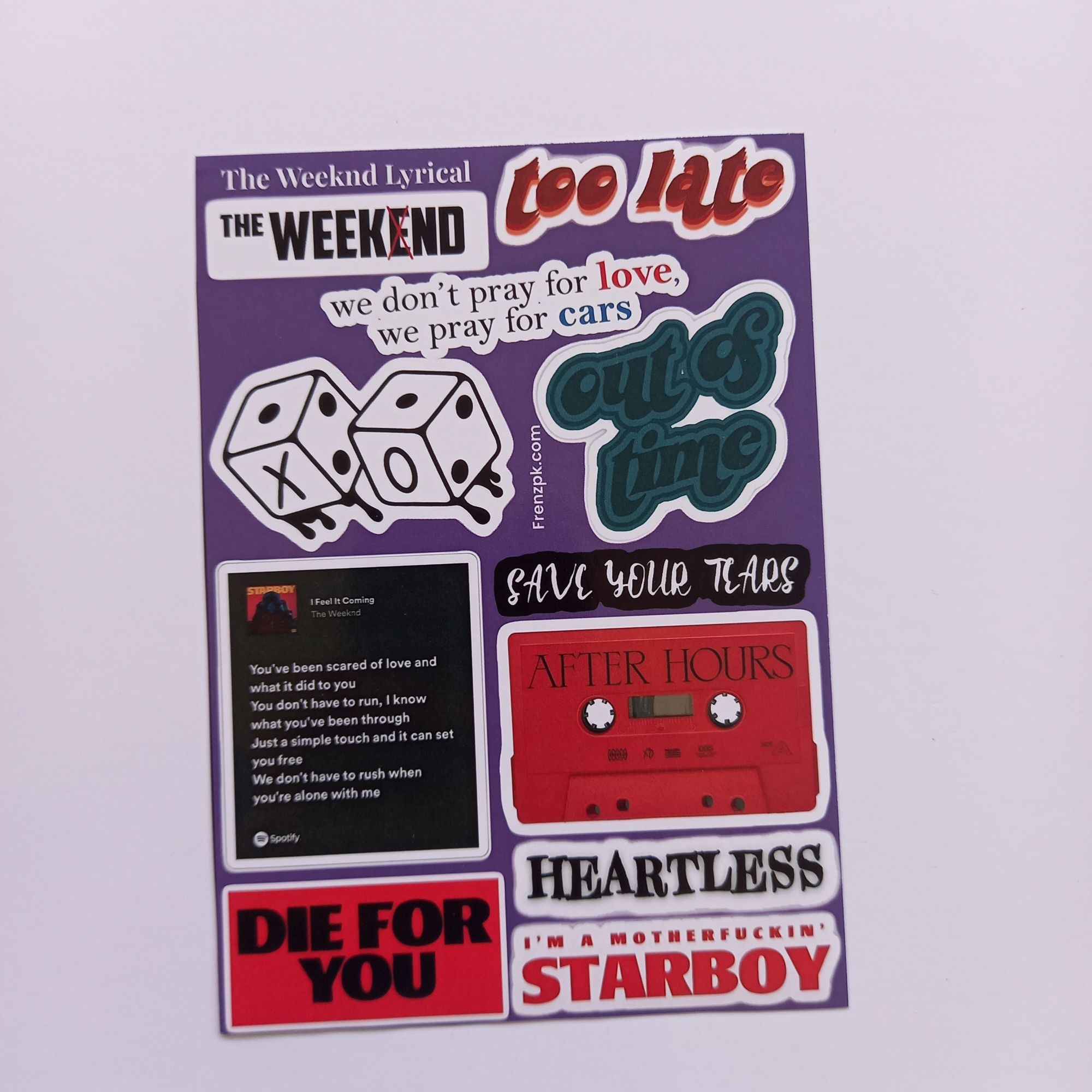 The Weeknd Lyrical Mini UNCUT sticker sheet - A6 size - 15x10 cm | Daraz.pk