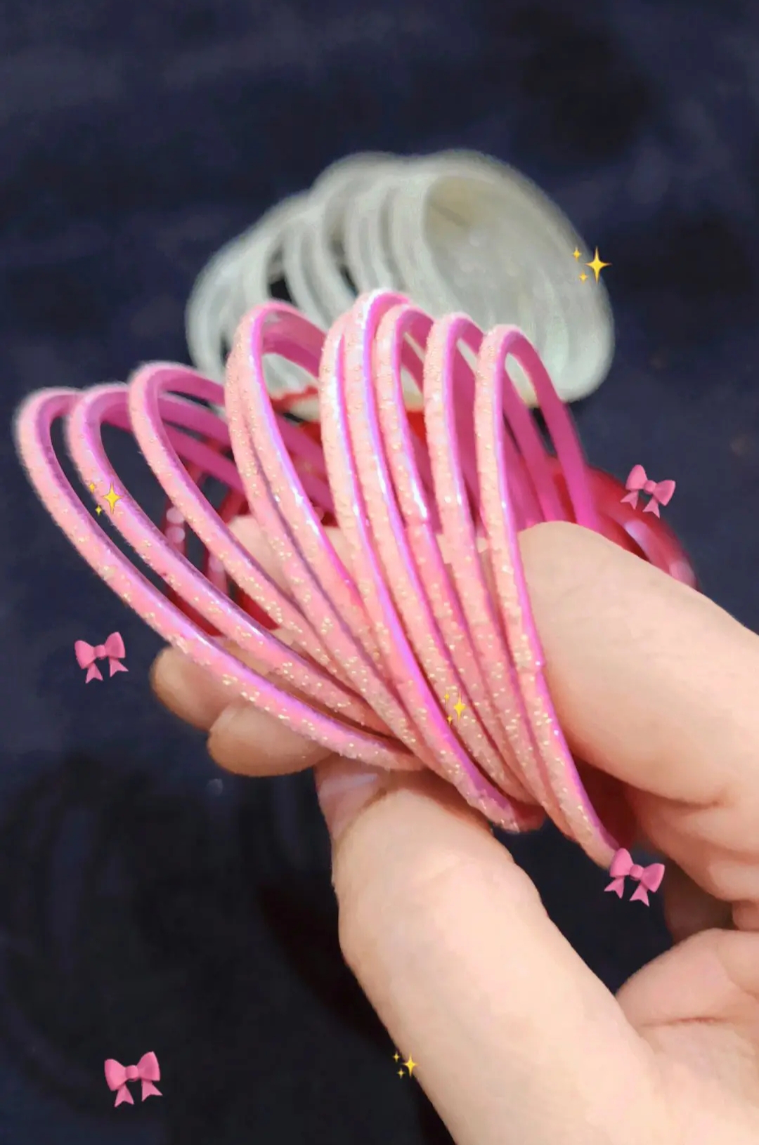 48 pieces/4 dozen velvet glass bangles ,4 beautiful small hair catcher ...