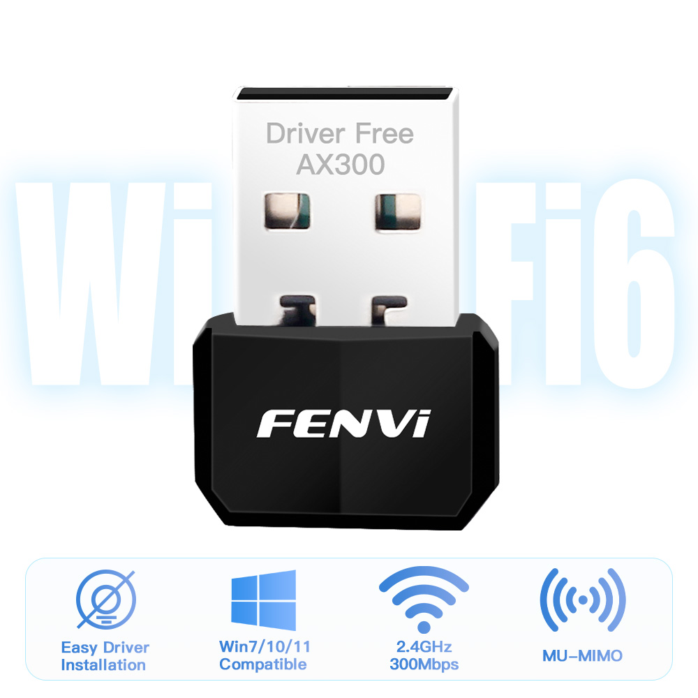 FENVI WIFI 6 USB Adapter AX300 Network Card Mini USB Dongle 2.4GHz 802.11AX Wireless Dongle ...