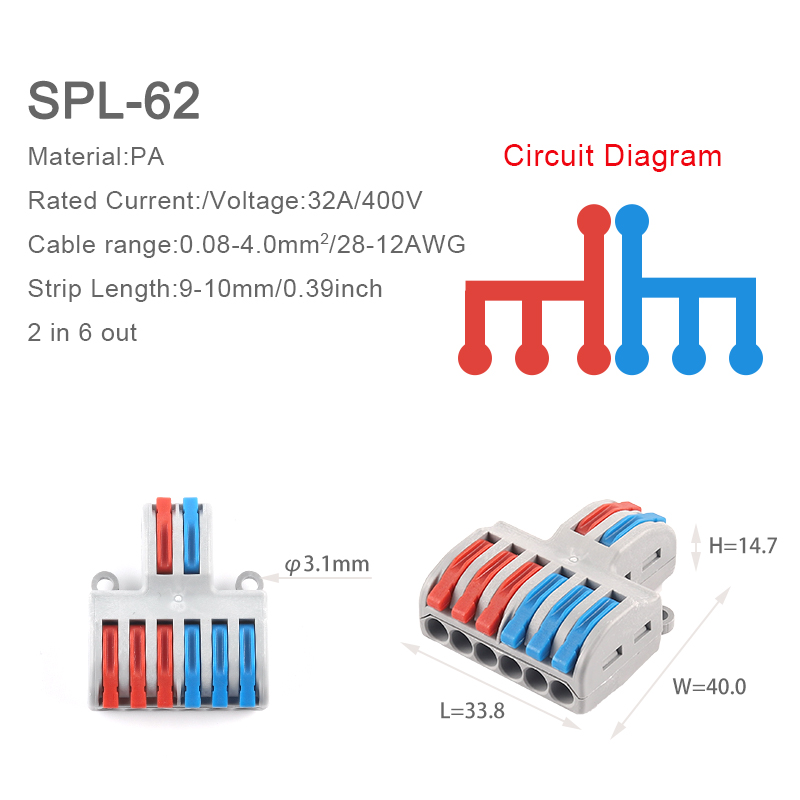 1 in multiple out Quick Wiring Connector Universal Splitter wiring cable Push-in Can Combined ...