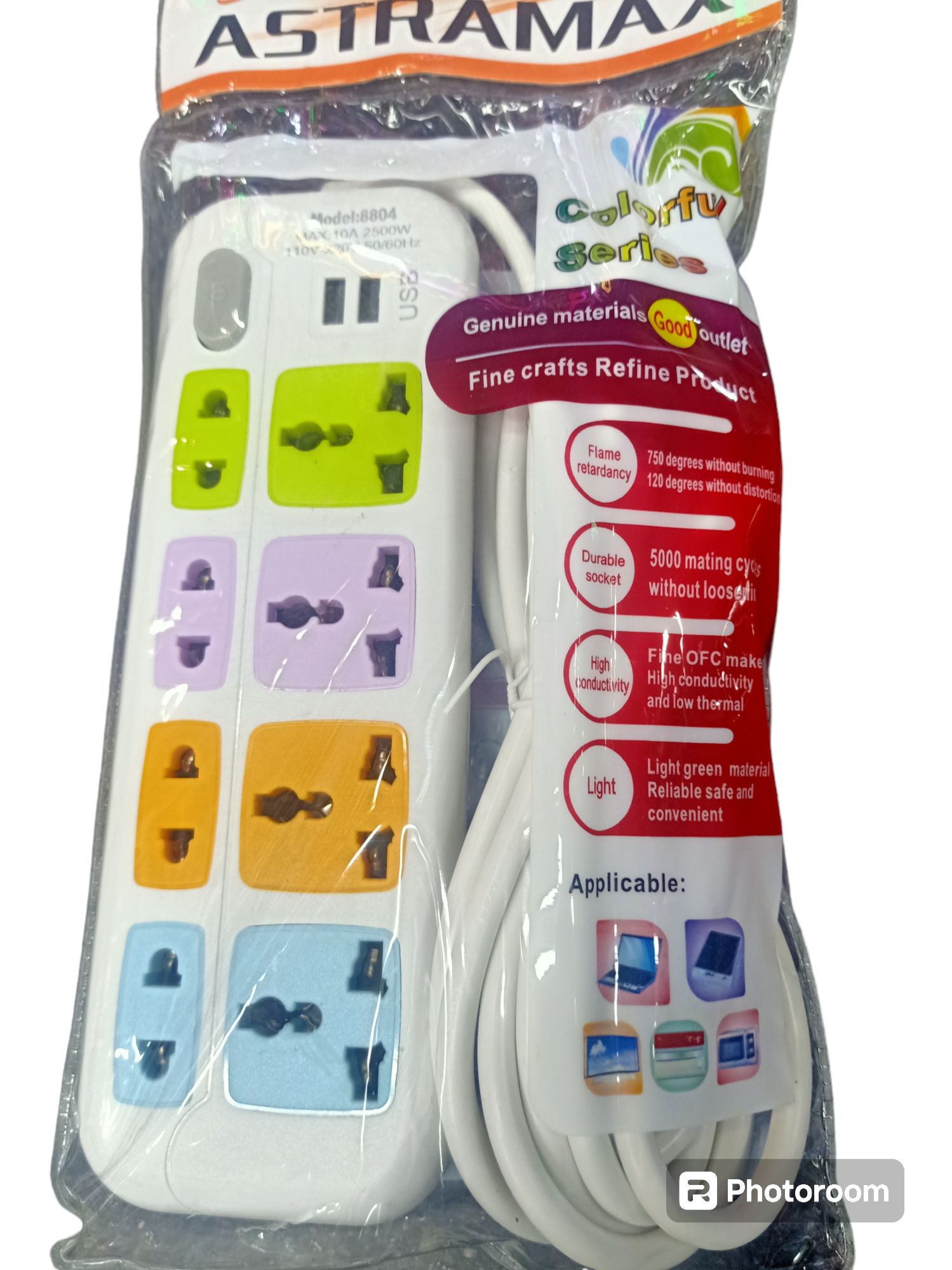 Heavy-Duty China Extension Board with 3 Pin & 2 Pin Sockets, 2 USB ...