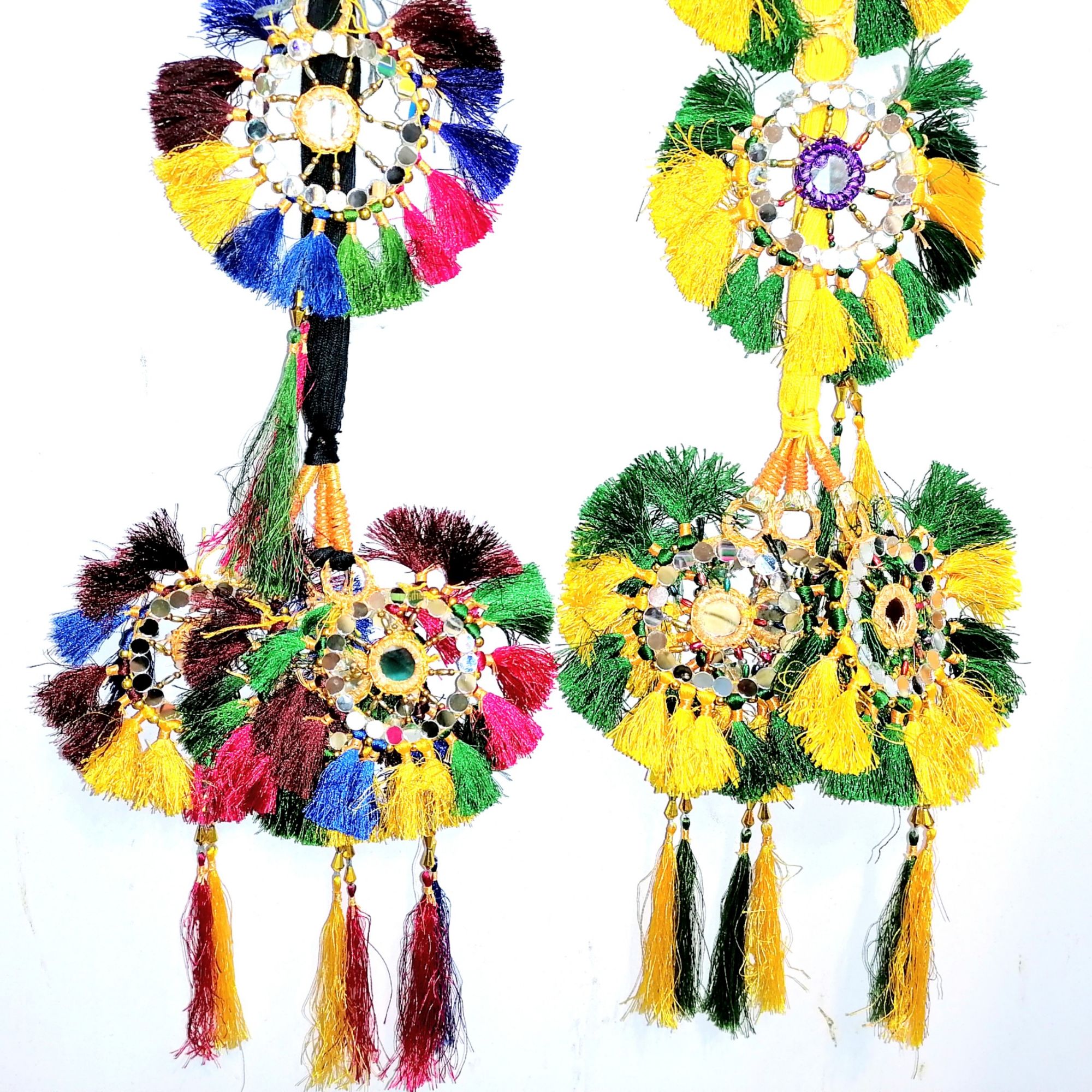 Tribal Sindhi Long MultiColor Paranda Hair Catcher, MultiColor Mirror ...
