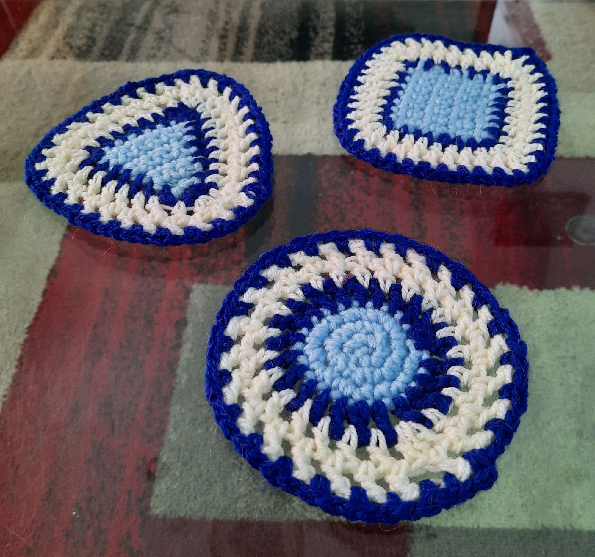Crochet Mats (3 different shapes), 6 piece Coaster set (2 Mats of each ...