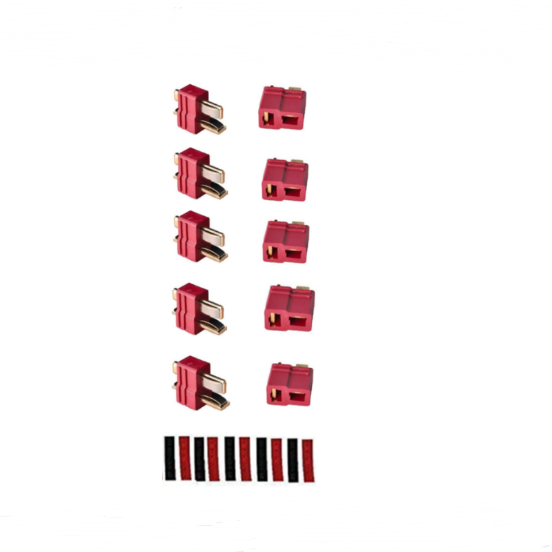 2/5/10 Pairs 20Pcs Red Non-slip Deans 2 Grips T Style Plug Connector Male Female with Heat ...
