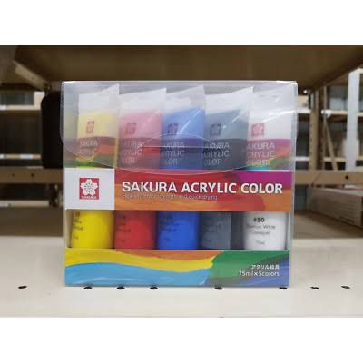 Sakura Acrylic paint 75ml Set of 5 ( primary colors ) | Daraz.pk