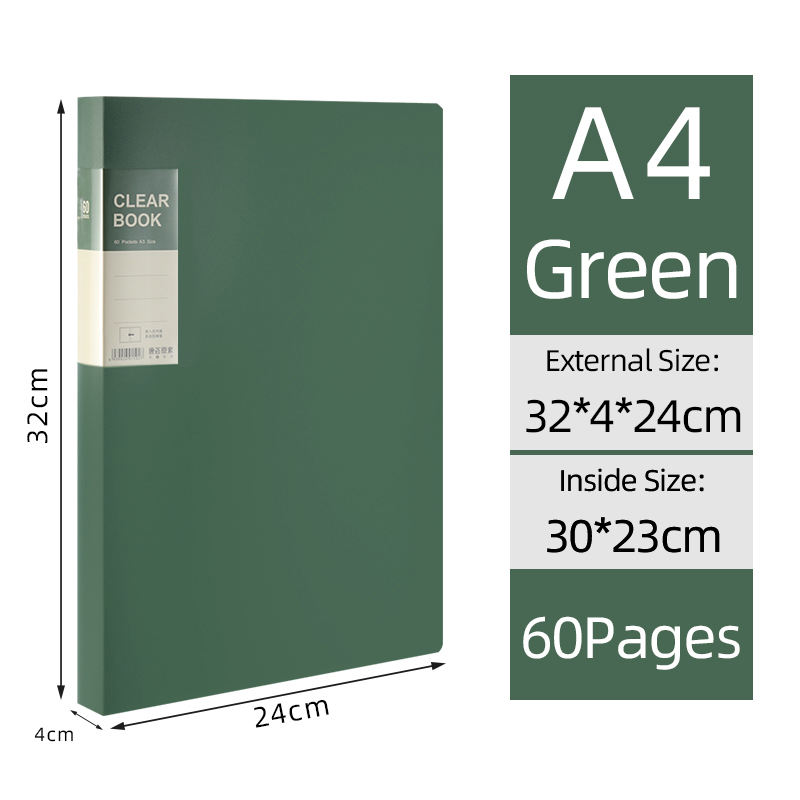 KOBEST 20/30/40/60 Pages A4 Side Transparent Thickening Folder High ...