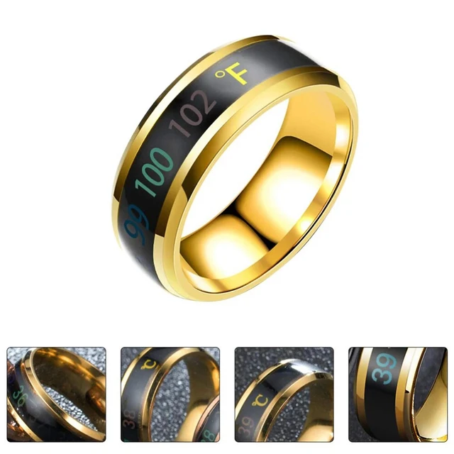 Color Changing Temperature Steel Band Ring Color, Promise Rings for Men ...