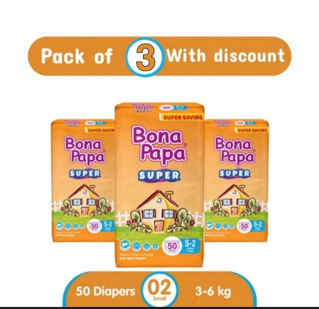 Pack Of 3 Bona Papa Super Diaper ( - Small Size - Economy Pack - 50 pcs ...