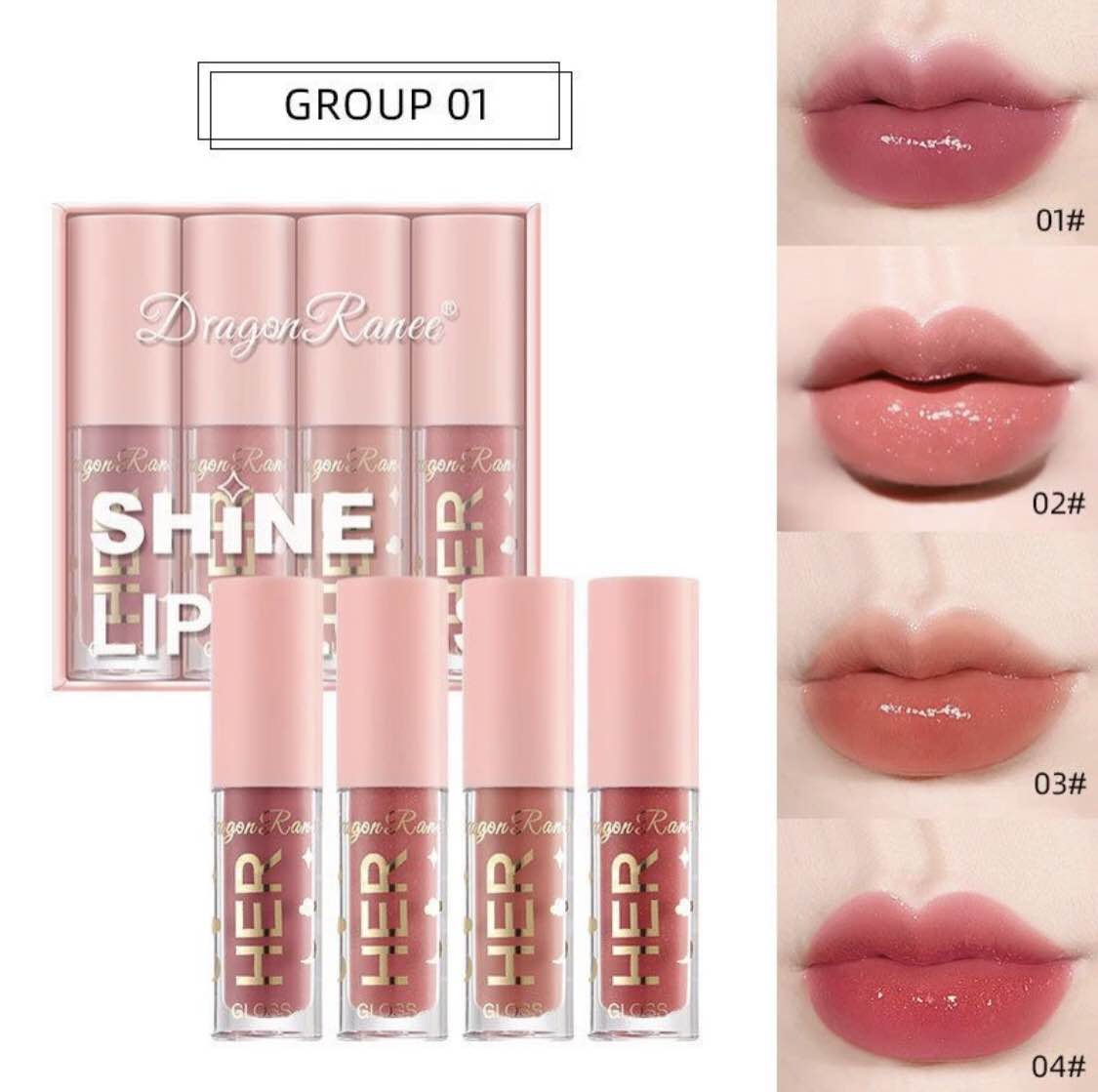 Shine lipgloss 4 piece set in 2 different shades | Daraz.pk