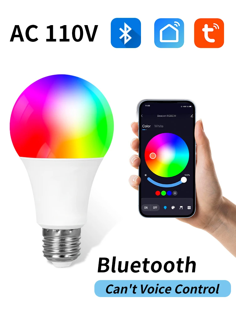 AC 220V 110V Tuya Smart Bluetooth LED Light Bulb E27 9W RGB Lamp ...