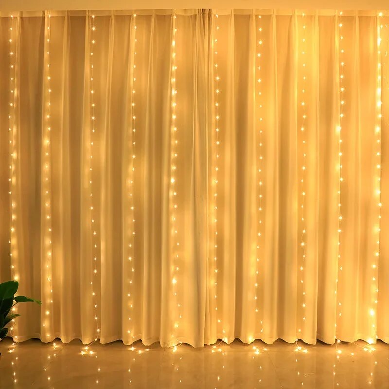 RGB 3x1m Curtain LED Light Christmas Decoration Holiday Home Bedroom ...