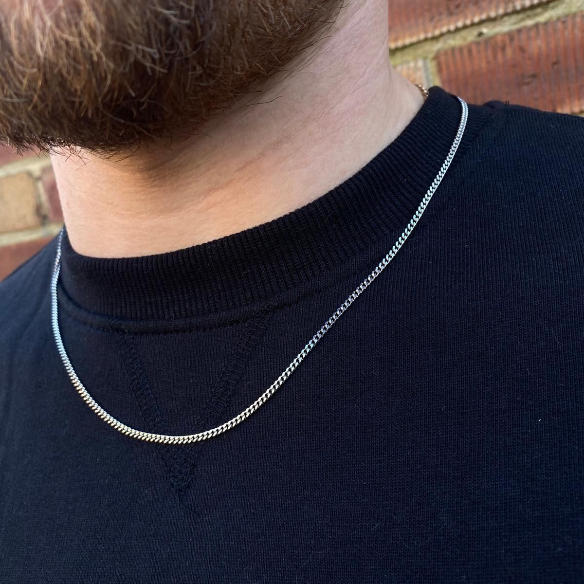 2mm Sterling Silver Flat Neck Chain for Boys Men Necklace for Boys Men ...