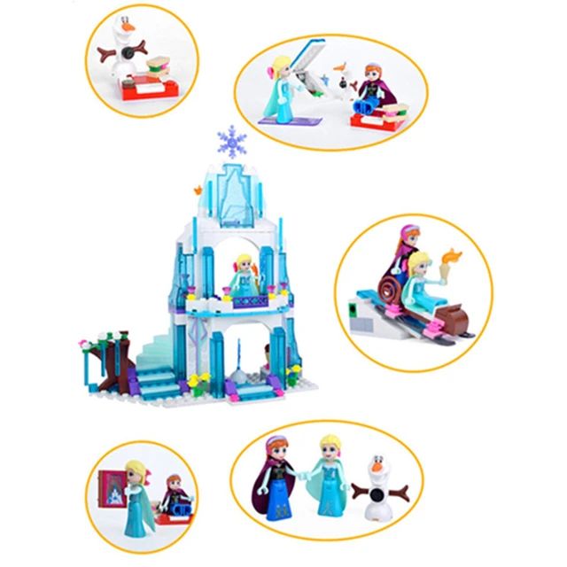 Jiego Dream princess Anna Elsa Snow Queen Castle lego building blocks ...